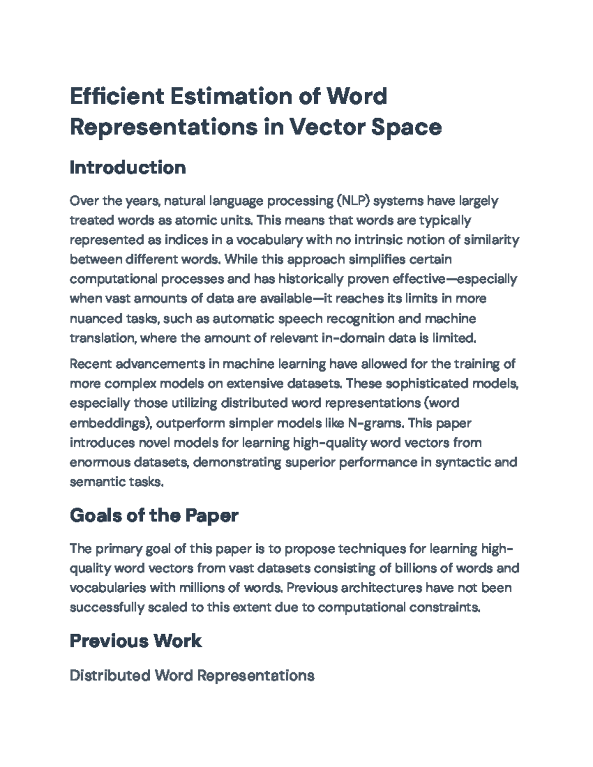 Efficient Estimation of Word Representations: CBOW & Skip-gram Models - Studocu