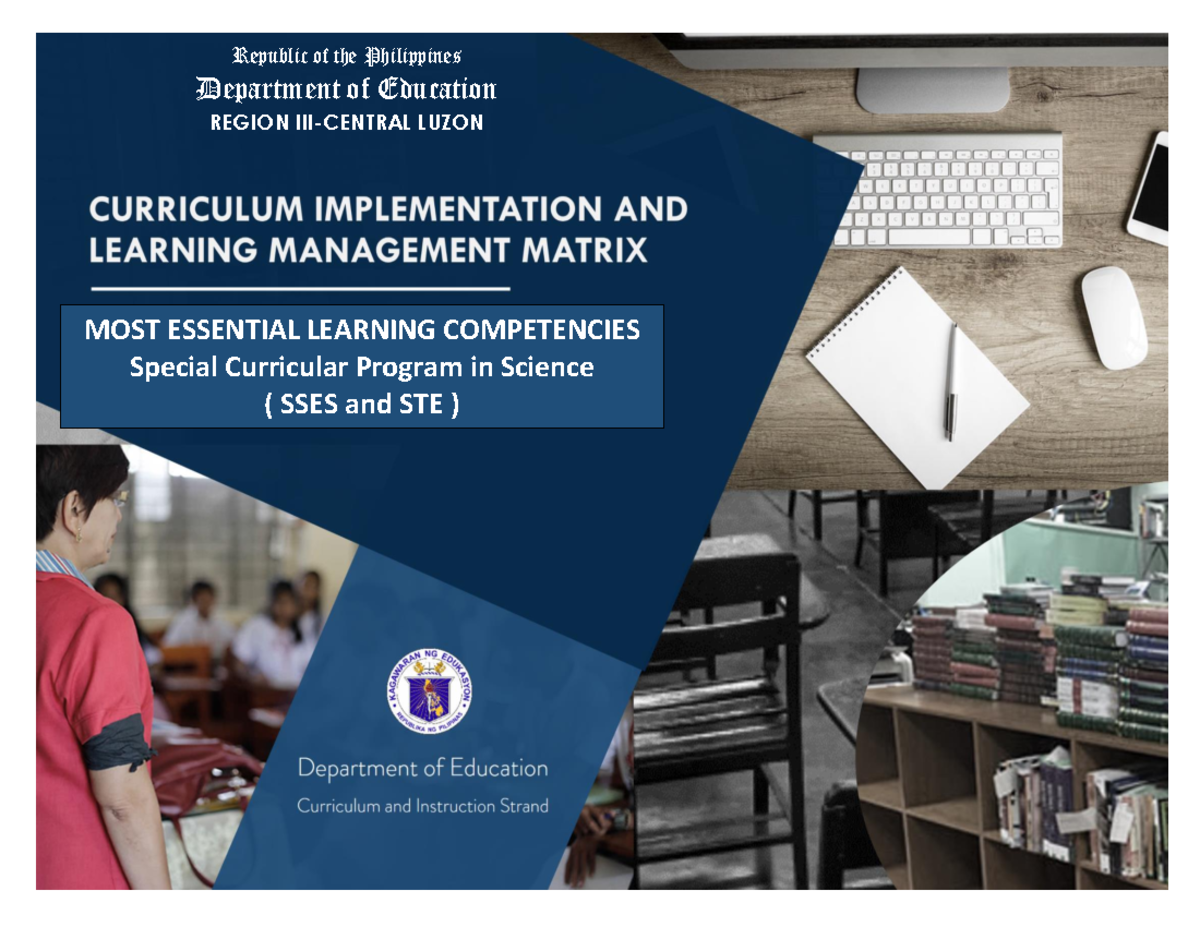 MELCs for Science SSES and STE: Essential Learning Competencies - Studocu