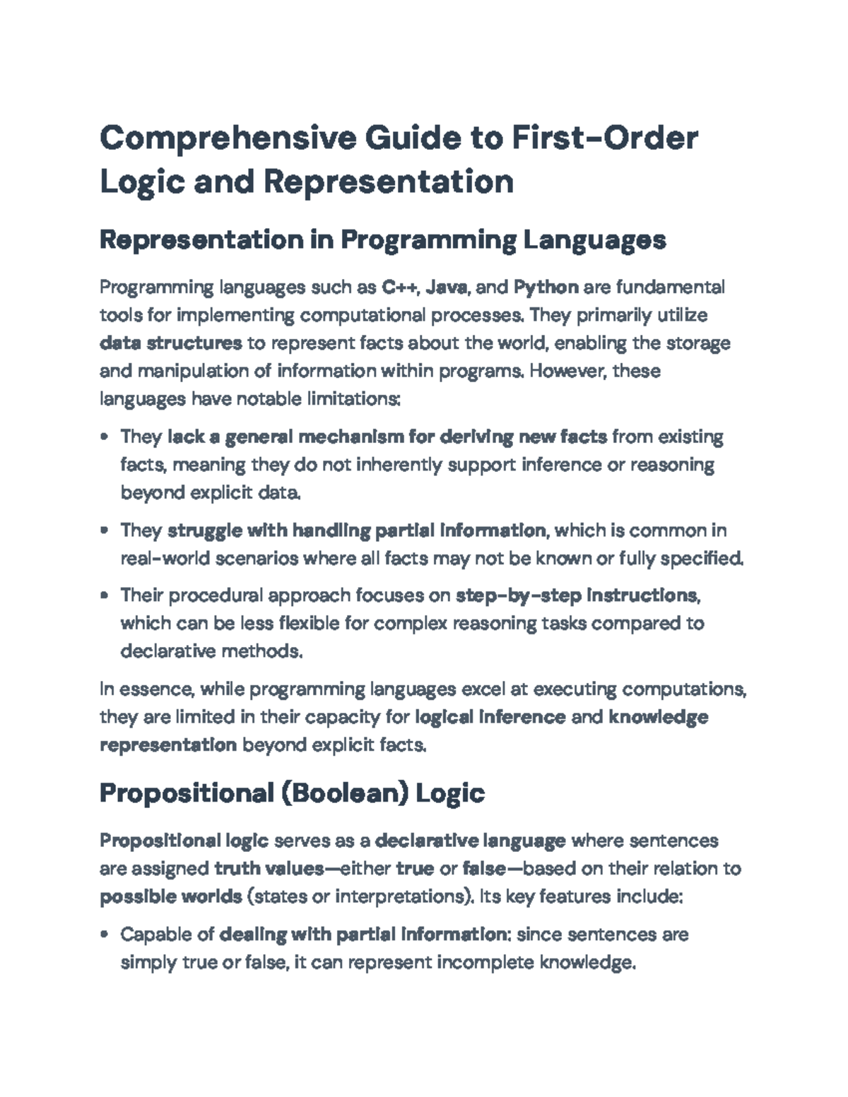 Comprehensive Guide to FOL and Knowledge Representation in Programming ...