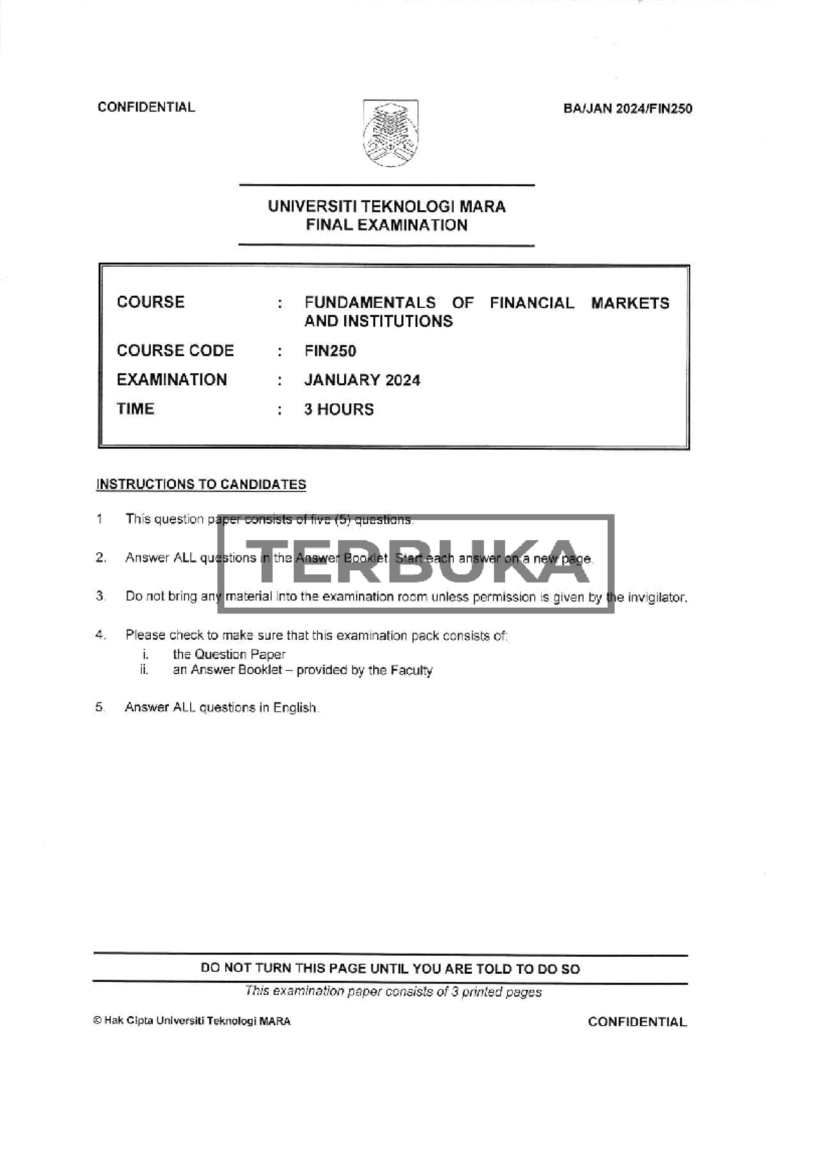 FIN250 - Final Exam on Fundamentals of Financial Markets 2024 - Studocu
