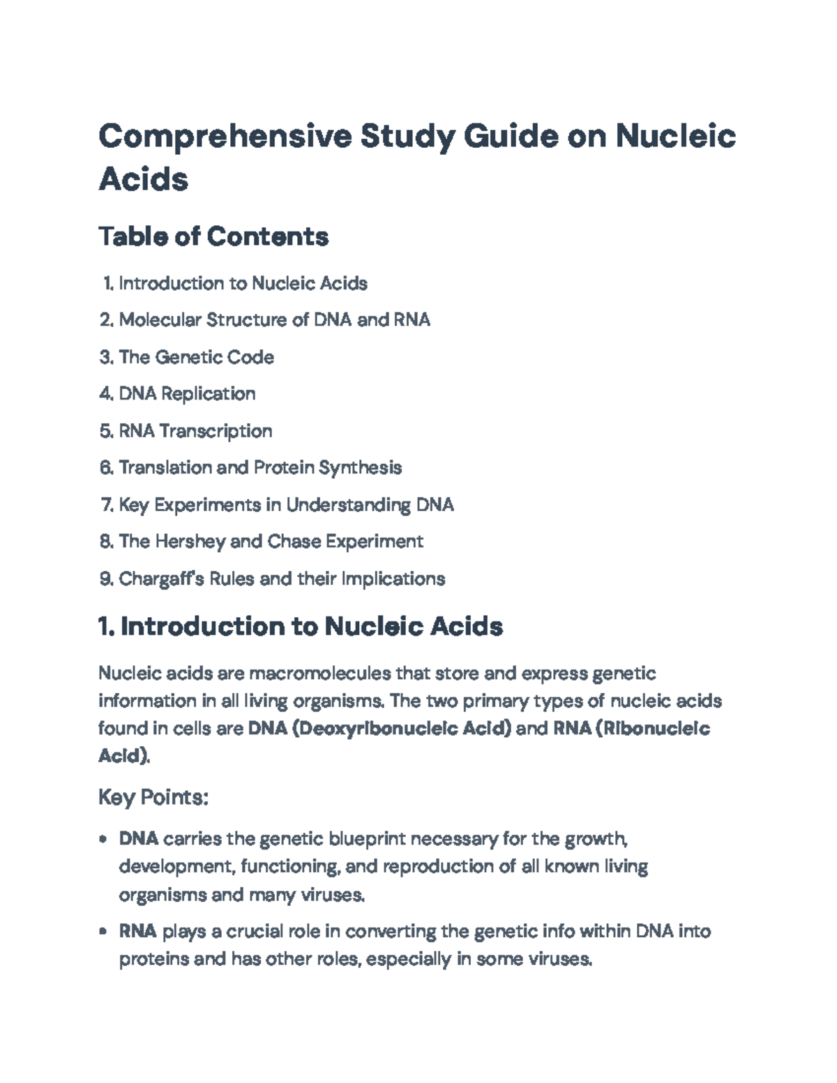 Final Exam Study Guide: Molecular Biology (Nucleic Acids Focus) - Studocu