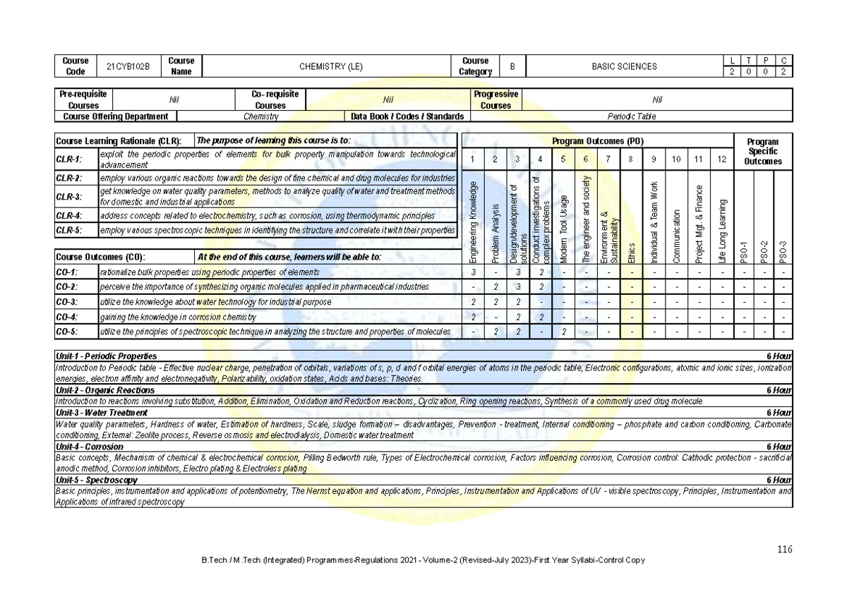 Bridge Chemistry - Study Material for 21CYB102B Course - Studocu
