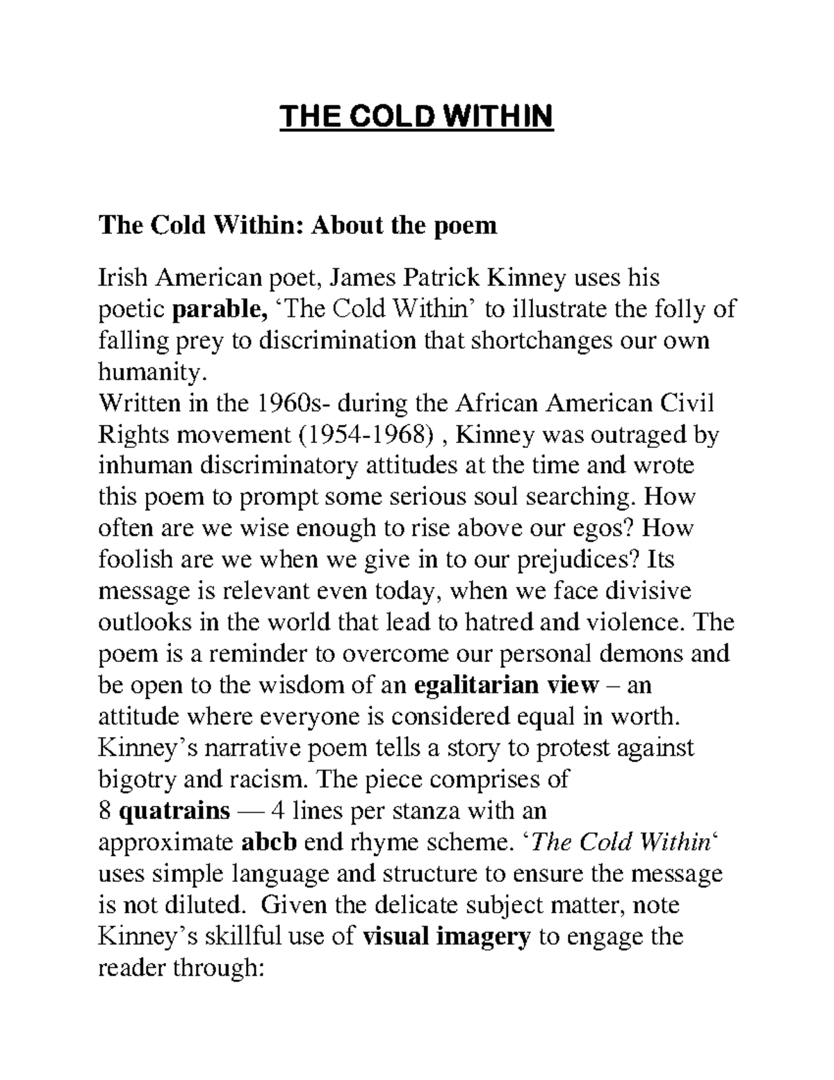 The cold within - informative notes and helpful. - THE COLD WITHIN The ...