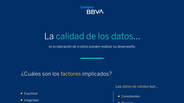 Módulo 4 - La calidad de los datos - Campus BBVA a calidad de los datos ...