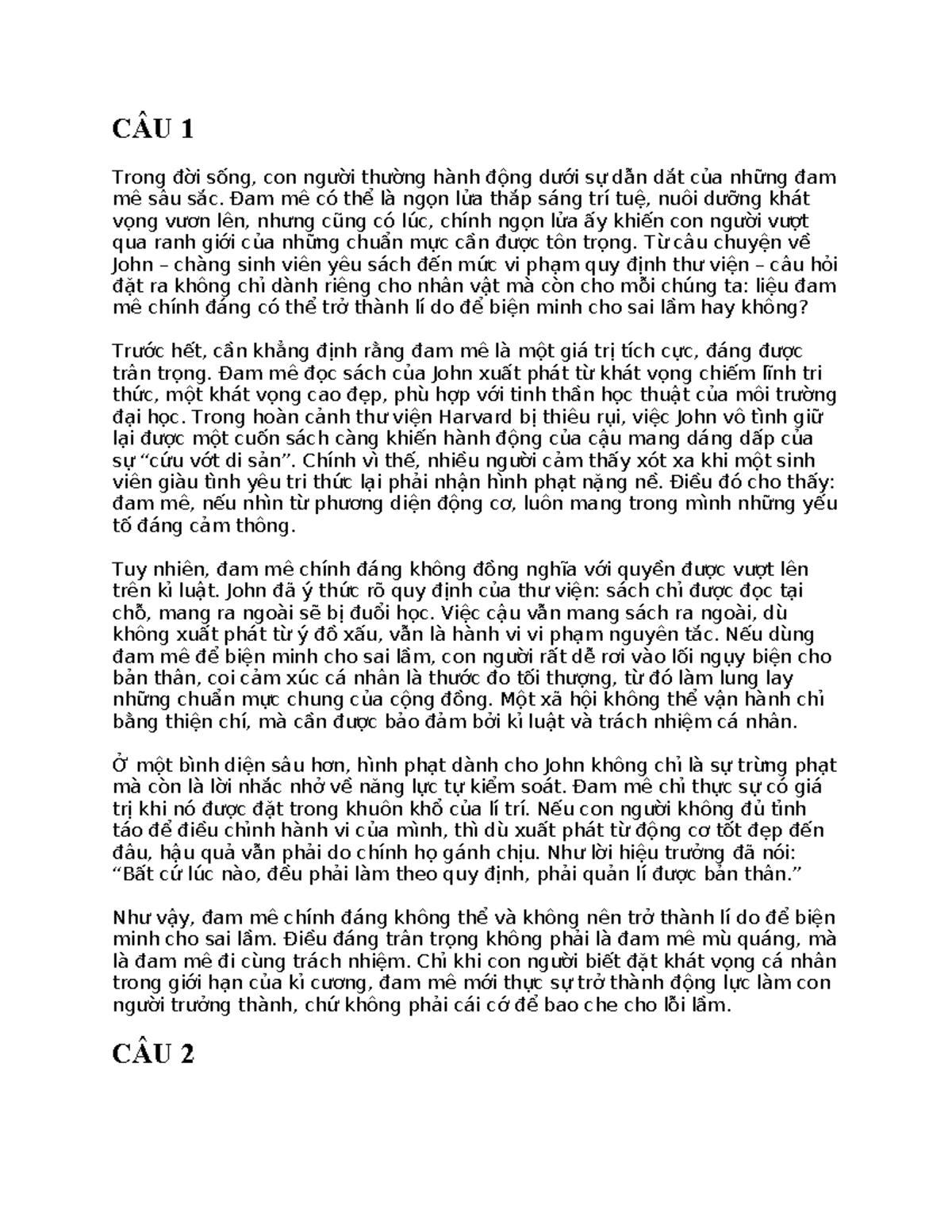 HSG Văn TP - Ngữ Văn: Đam Mê và Trách Nhiệm trong Cuộc Sống - Studocu