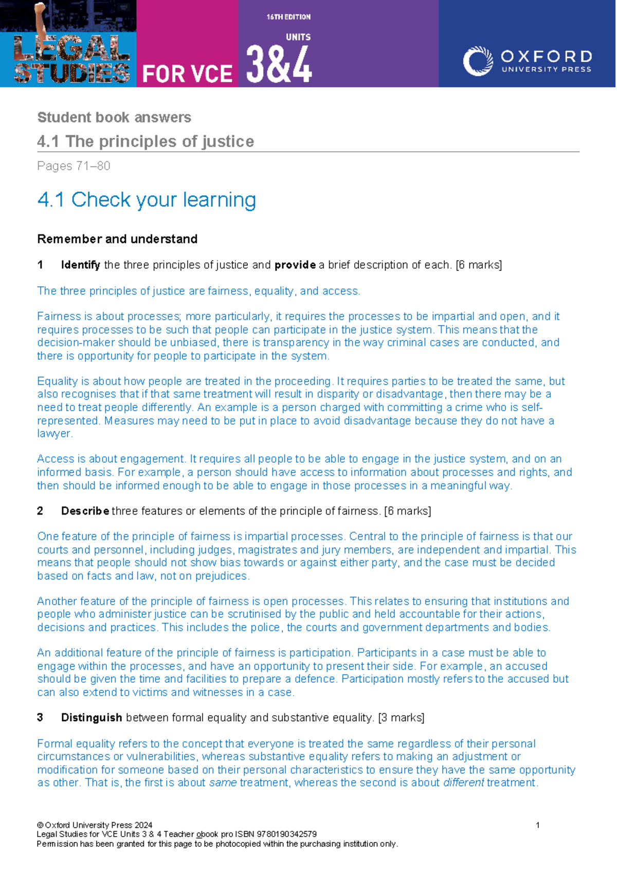 Chapter 4 text answers (all) - Student book answers 4 The principles of ...