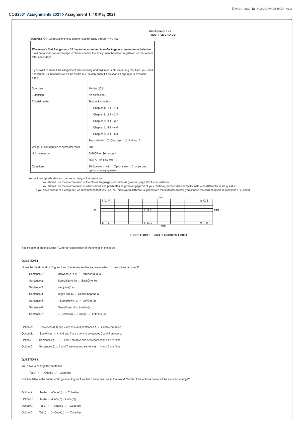 COS2661 2021 Final Exam Assignment 1 Guidelines and Questions - Studocu