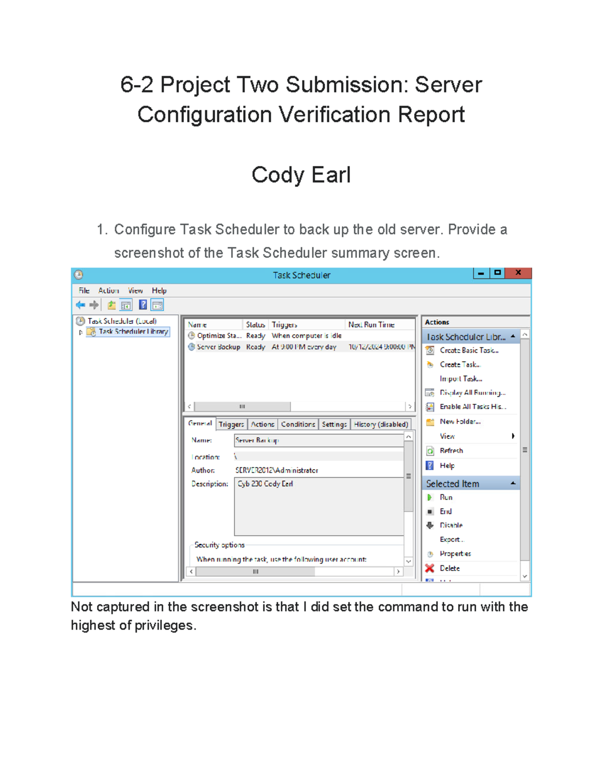 6-2 Project Two Submission: Server Configuration and Verification Report - Studocu
