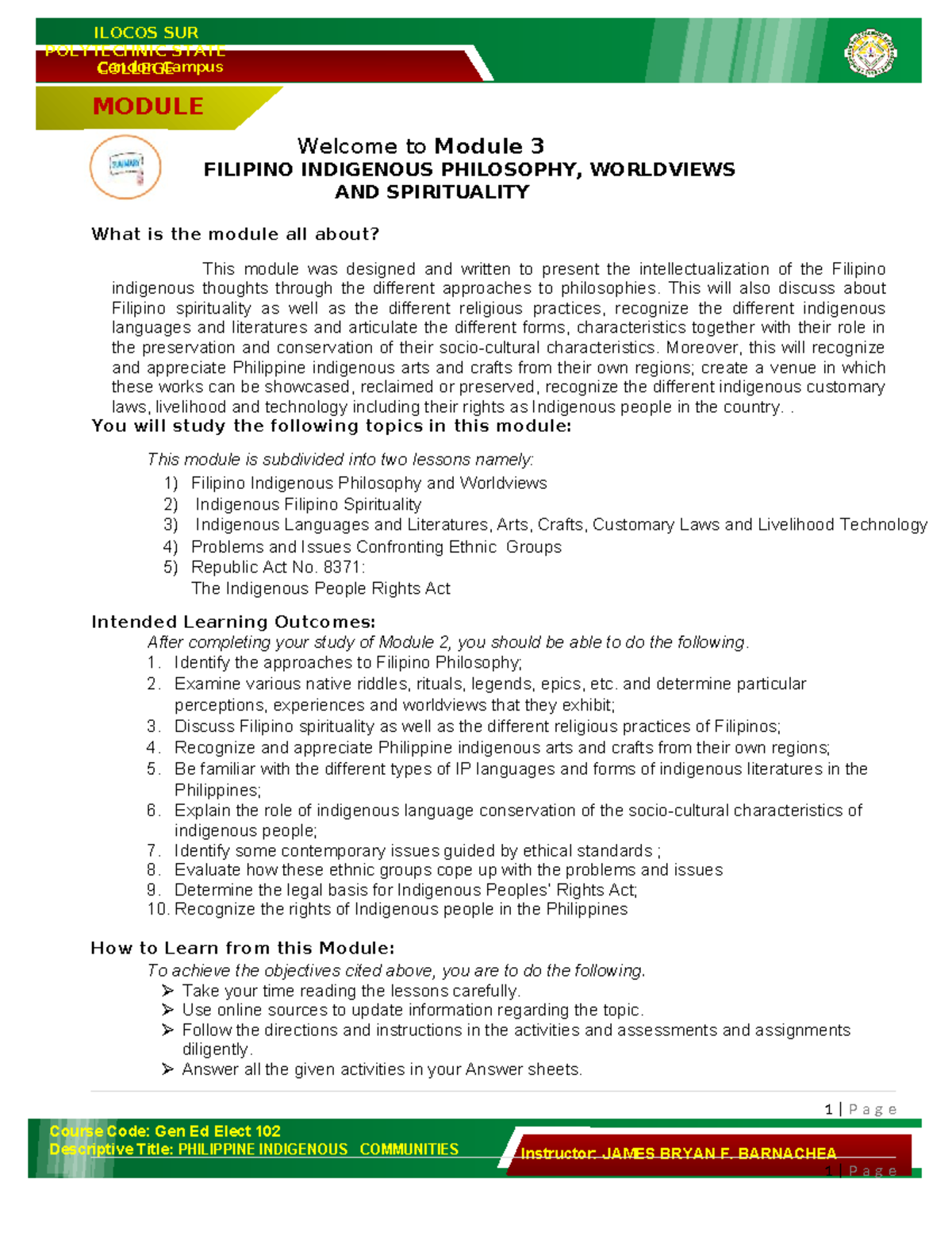 Philippine Indigenous Communities: Module 3 - Gen Ed Elect 102 Insights ...