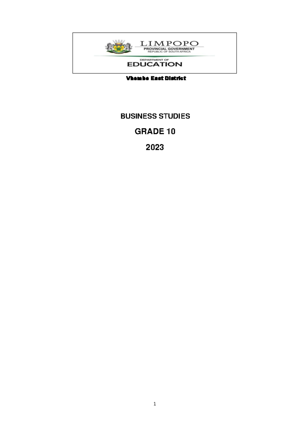 BSTD Grade 10 Business Studies Comprehensive Notes 2023 - Studocu