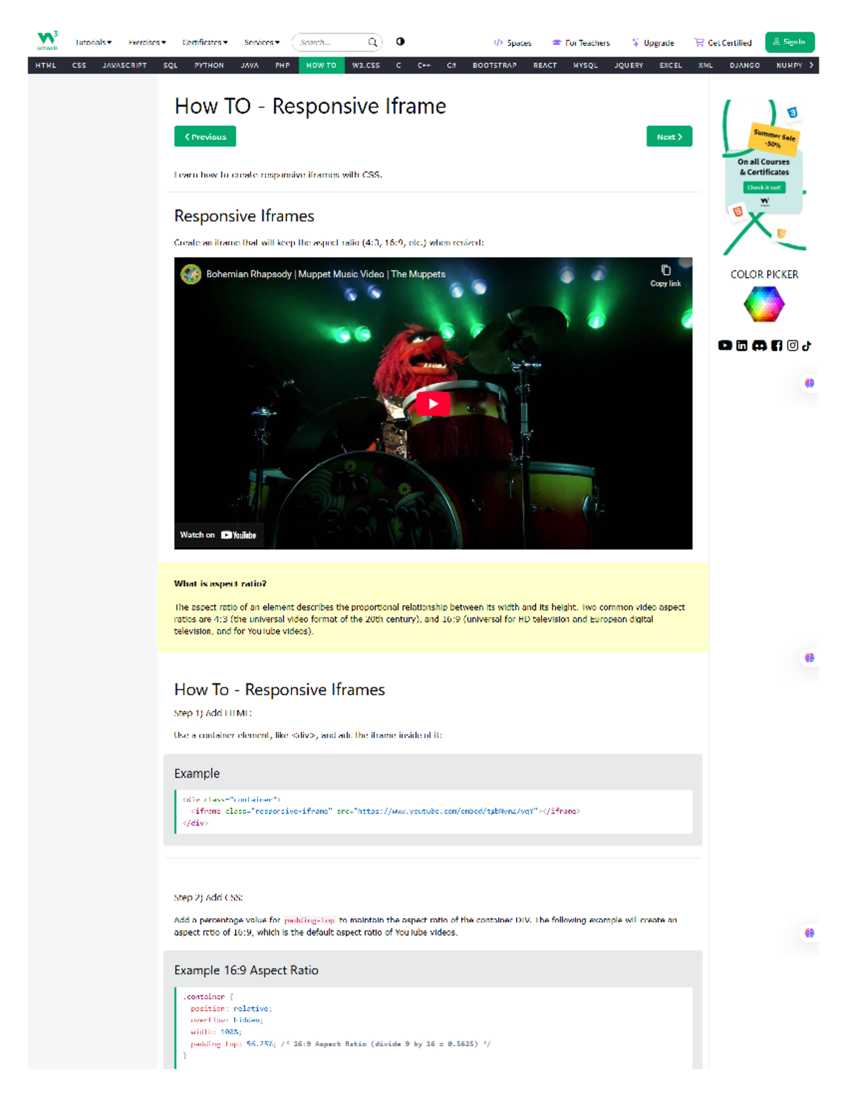 How to Create Responsive Iframes with CSS - W3.CSS Tutorial - Studocu