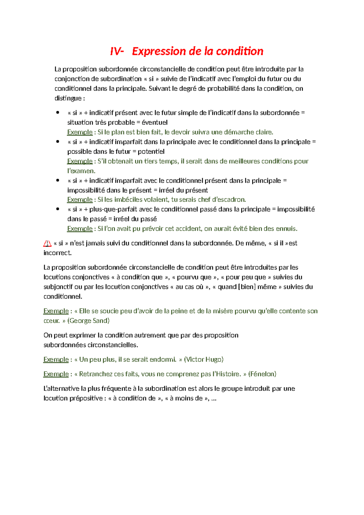 4) La condition - xfghbxfgnbsdfgbedqfvqefvqefvervb - IV- Expression de ...