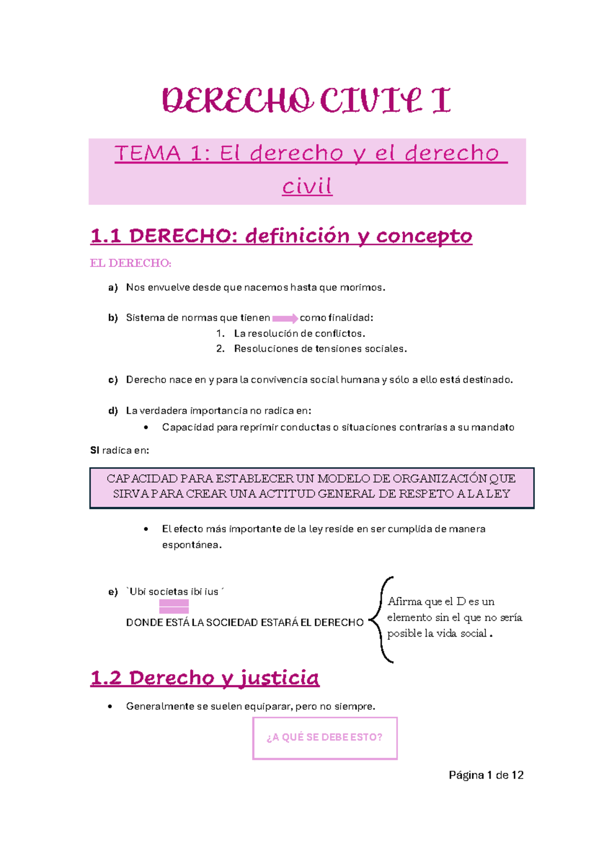 DERECHO CIVIL I: Tema 1 - Conceptos Fundamentales del Derecho - Studocu