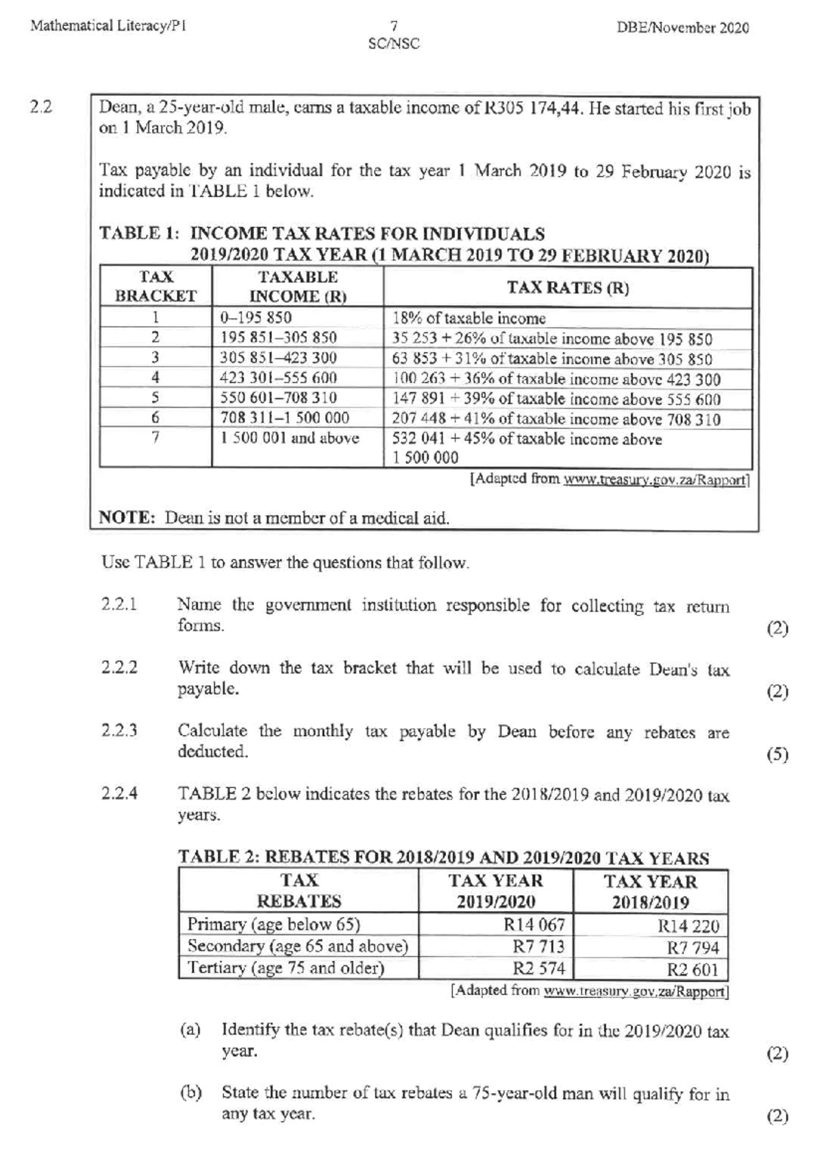 Taxation - Practice Questions and Calculations (Mathematics 7) - Studocu