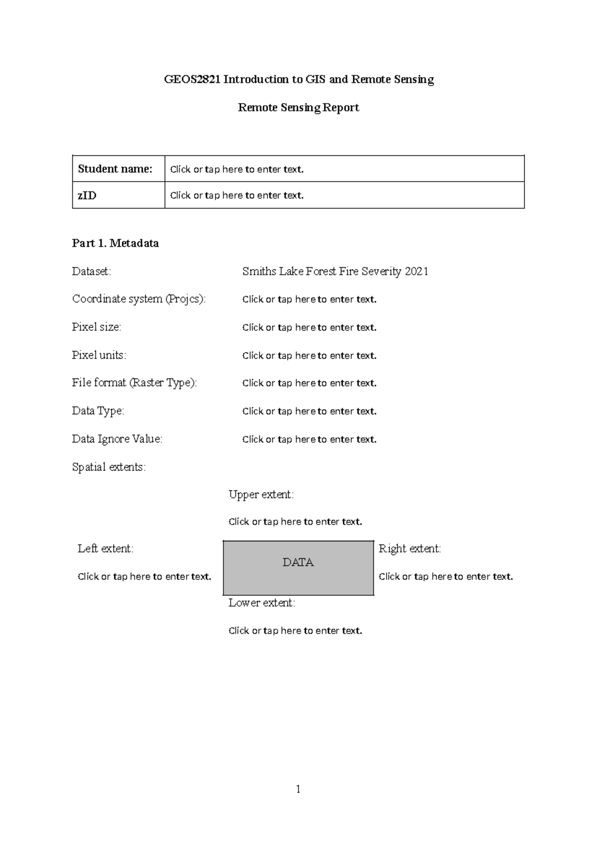 GEOS2821 Remote Sensing Report Template for Dataset Analysis - Studocu