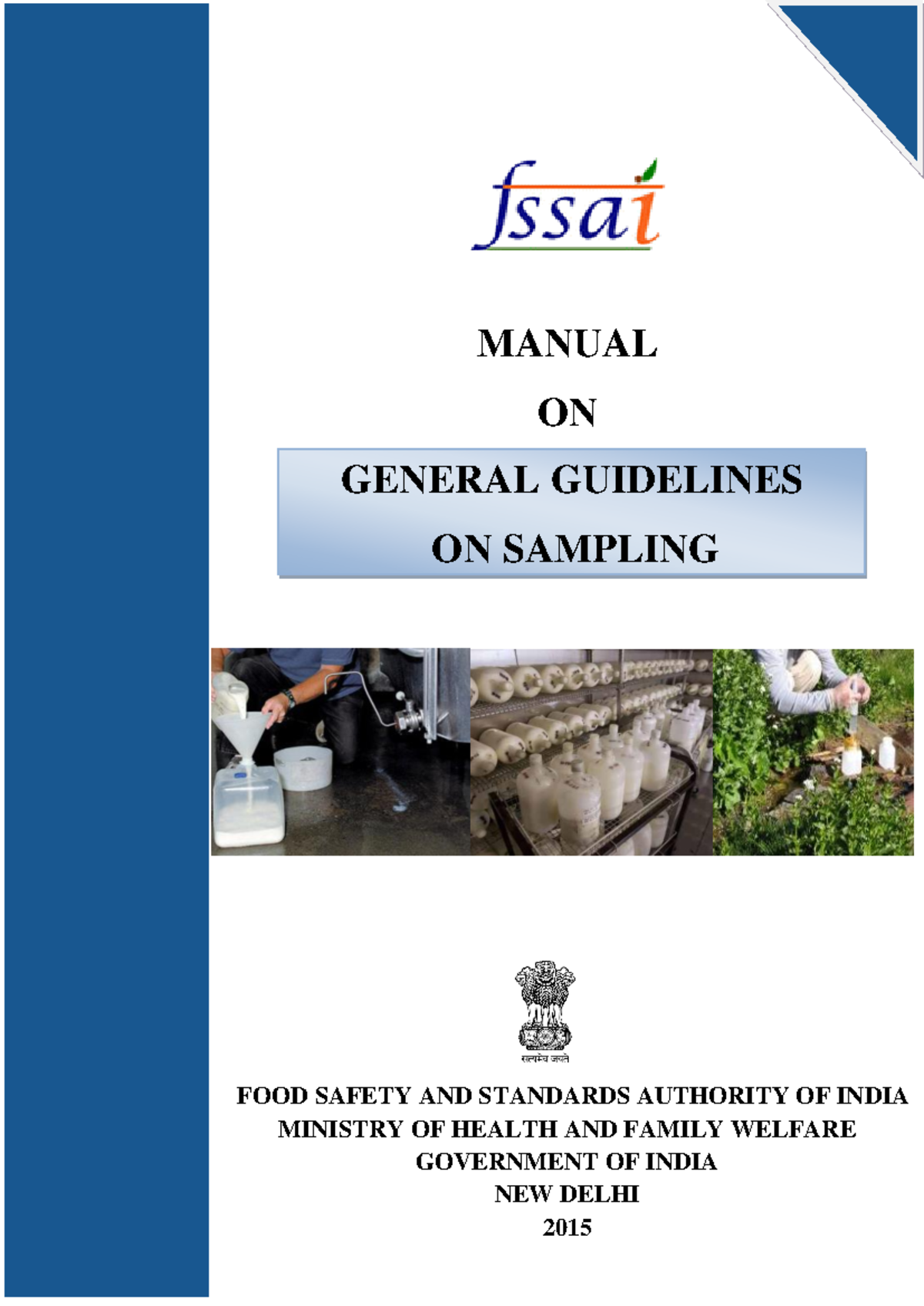General Guidelines on Sampling: A Comprehensive Manual by FSSAI - Studocu