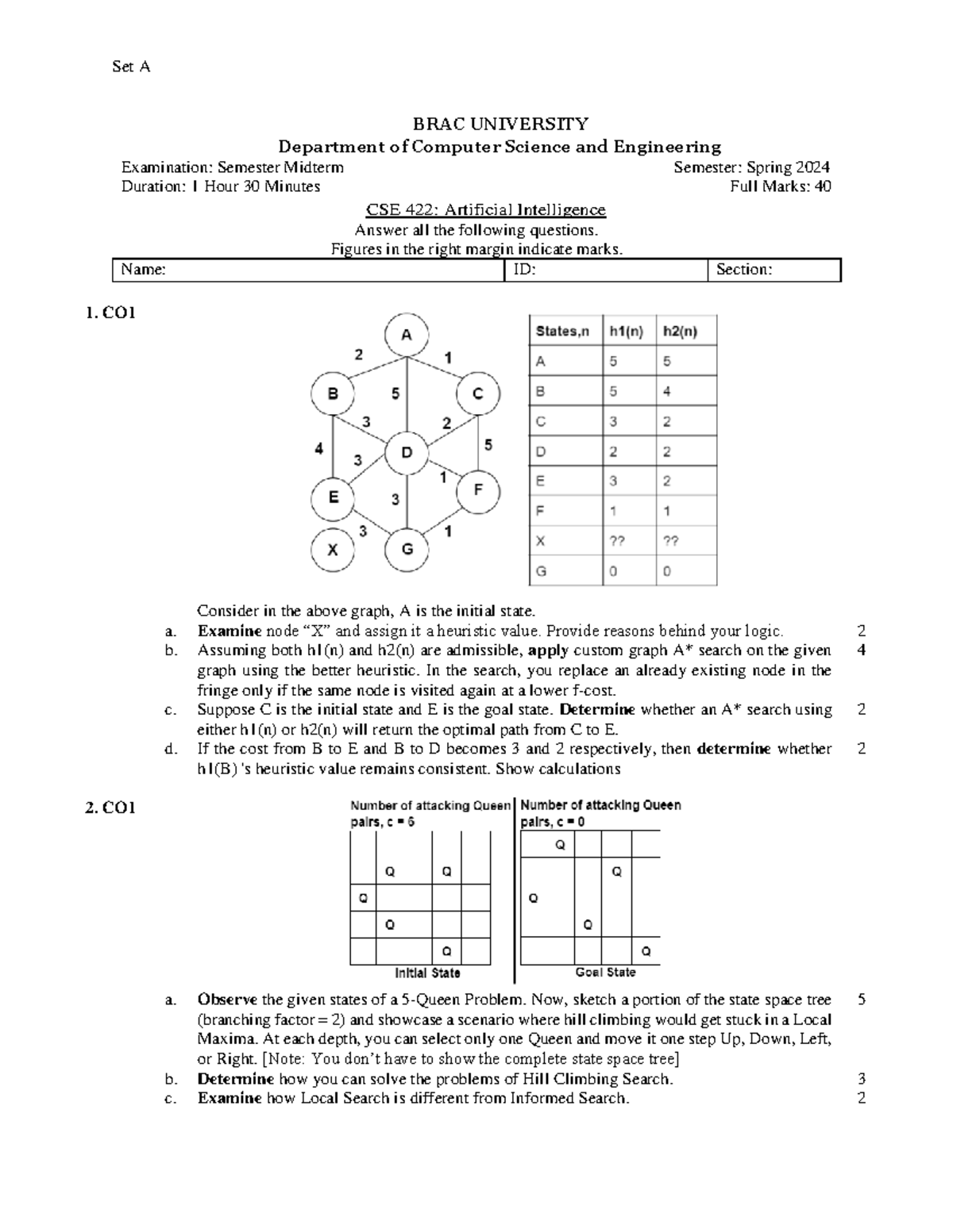 CSE 422: Midterm Exam Notes - Artificial Intelligence Spring 2024 - Studocu