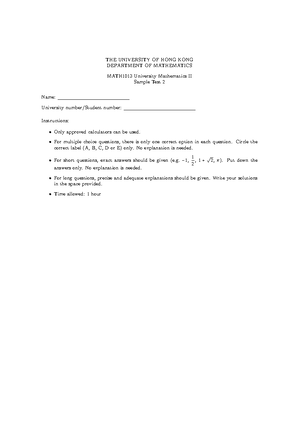 Math1013 - HKU - Studocu