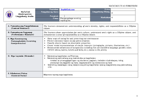 DLL Kindergarten Q4 W2 - MaTaTaG Kindergarten Lingguhang Aralin Paaralan: KALAO ELEMENTARY ...