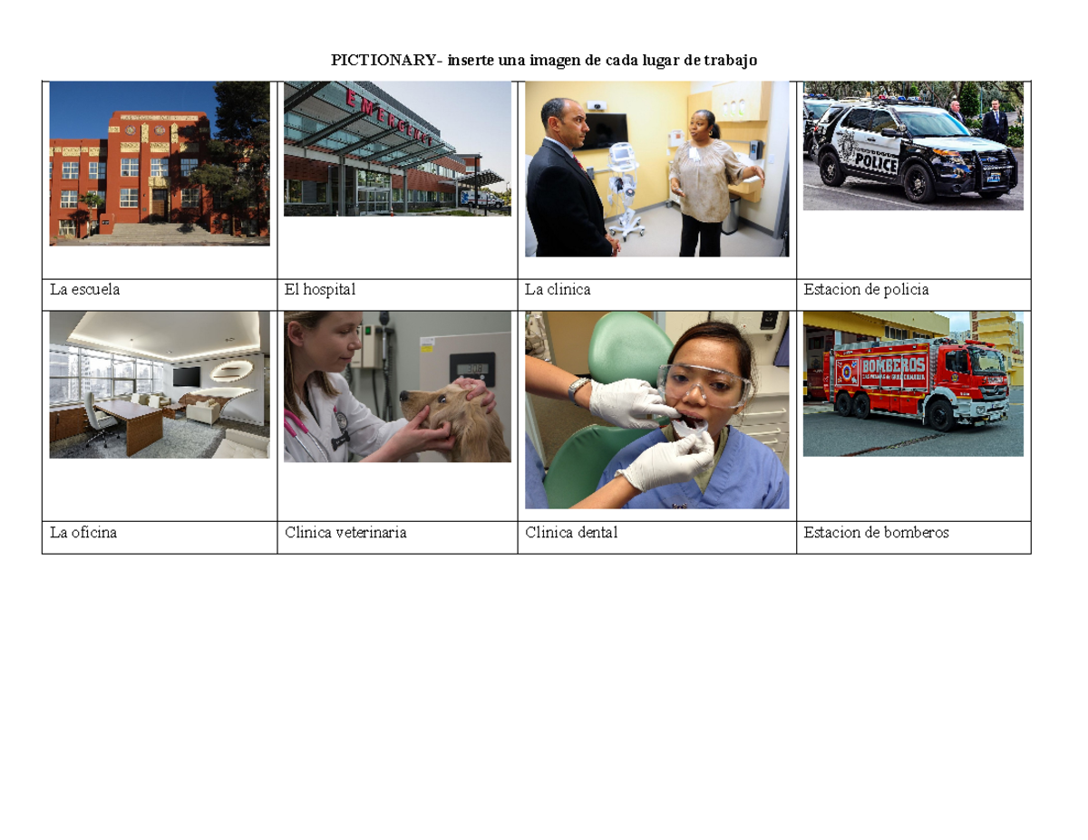 Pictionary-blank form - 2847758832 - PICTIONARY- inserte una imagen de cada lugar de trabajo La ...
