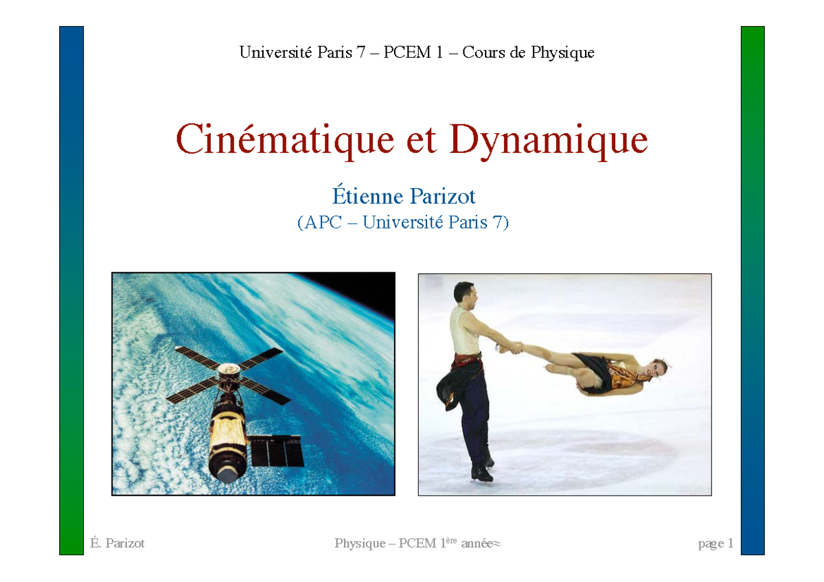 PCEM 1 Cours de Physique: Cinématique et Dynamique - Étienne Parizot ...