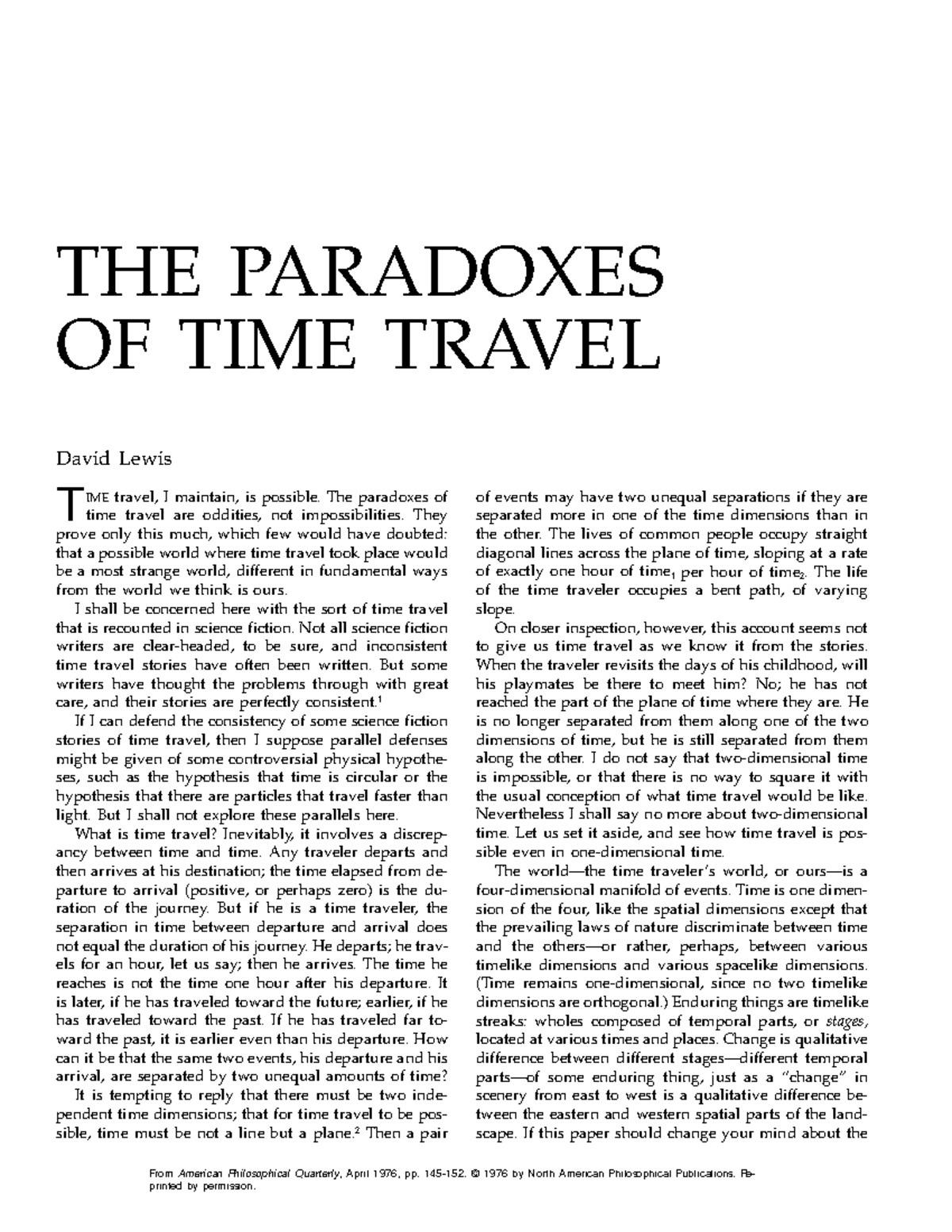 Exploring Time Travel & Tim's Paradox: A Philosophical Inquiry - Studocu