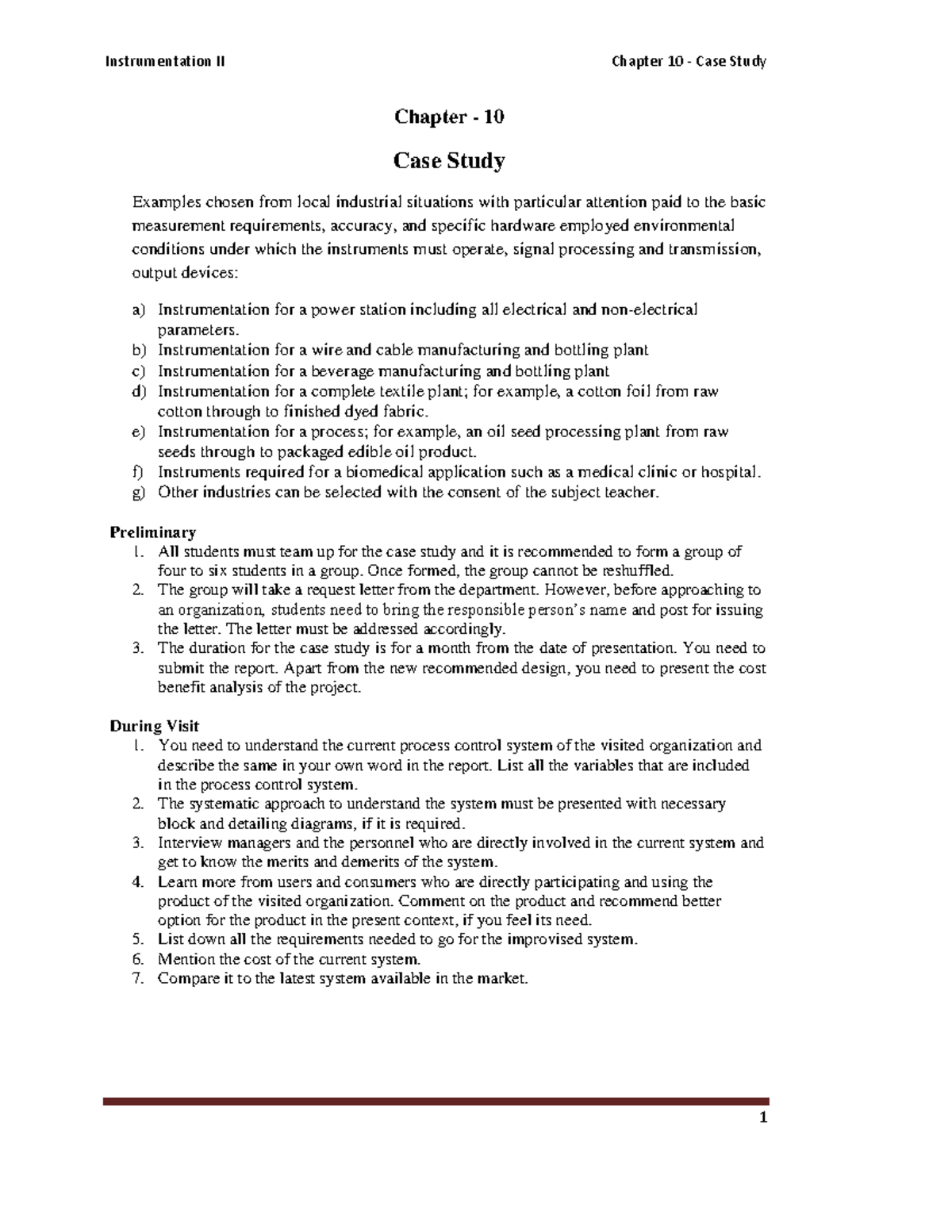 Chapter 10: Instrumentation II Case Study on Coca-Cola Production - Studocu