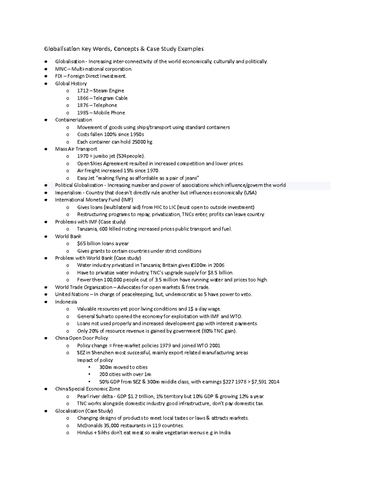 Globalisation Key Words & Concepts Summarized - Globalisation Key Words, Concepts & Case Study ...