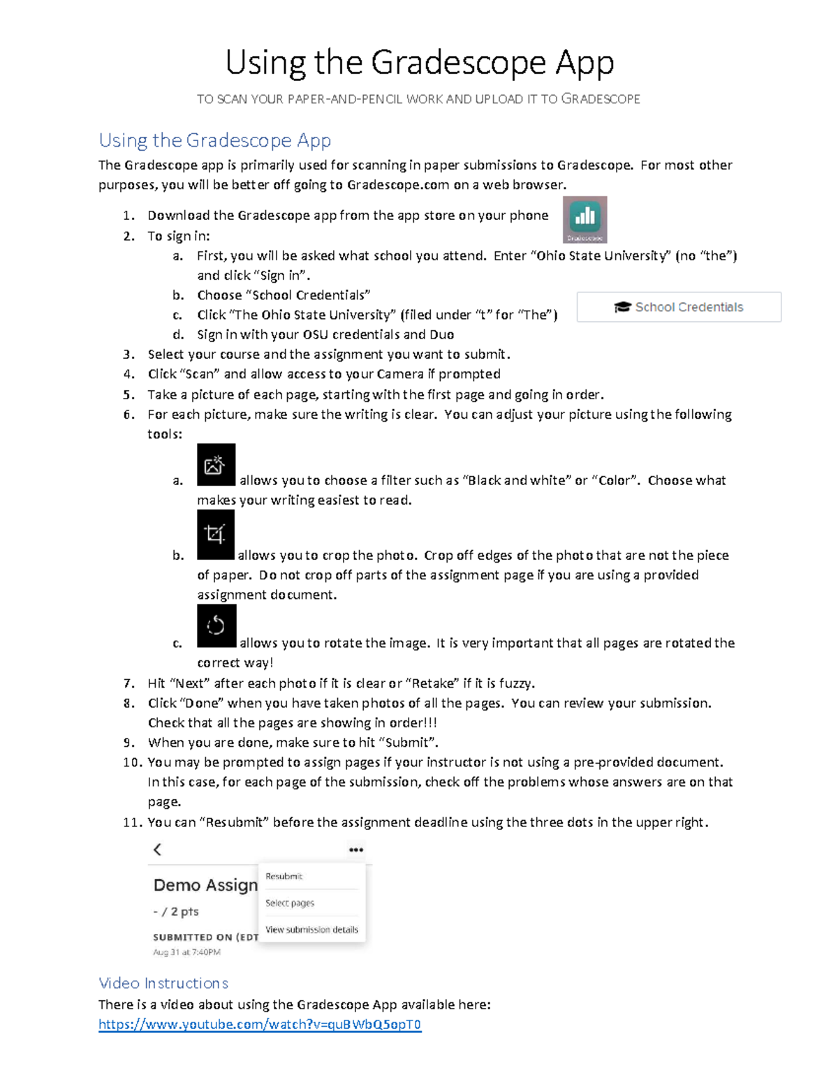 Using the Gradescope App: A Guide for Submitting Assignments - Studocu