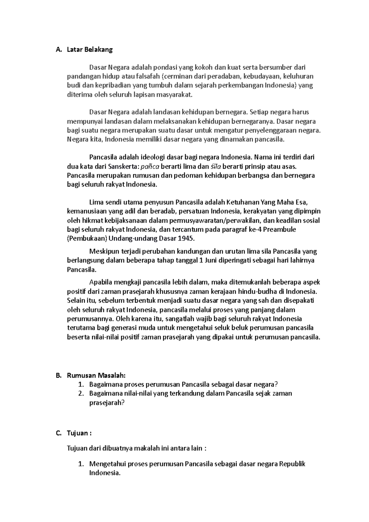 Pancasila prasejarah - A. Latar Belakang Dasar Negara adalah pondasi ...