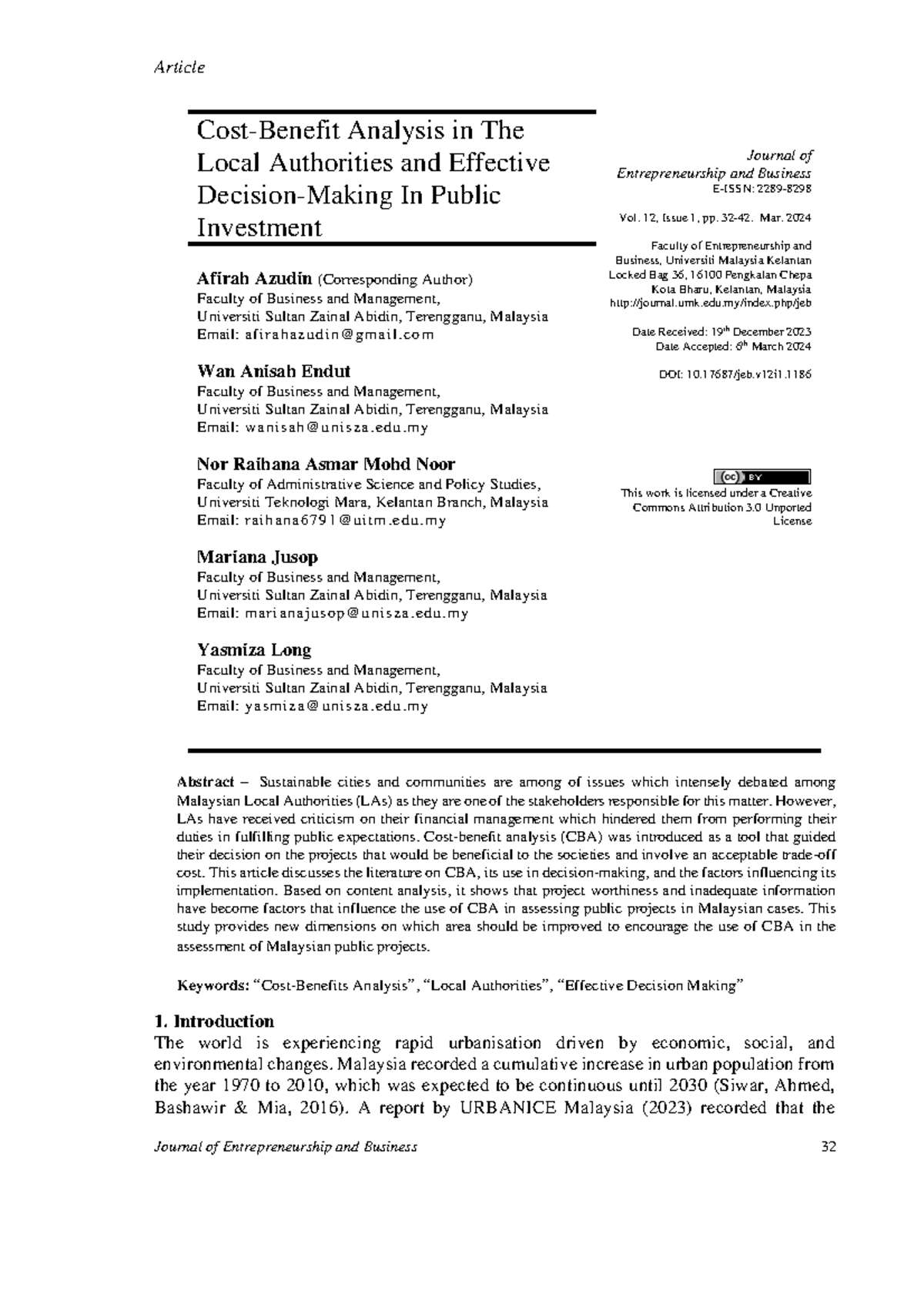 Cost-Benefit Analysis in Local Authorities: Enhancing Public Investment ...