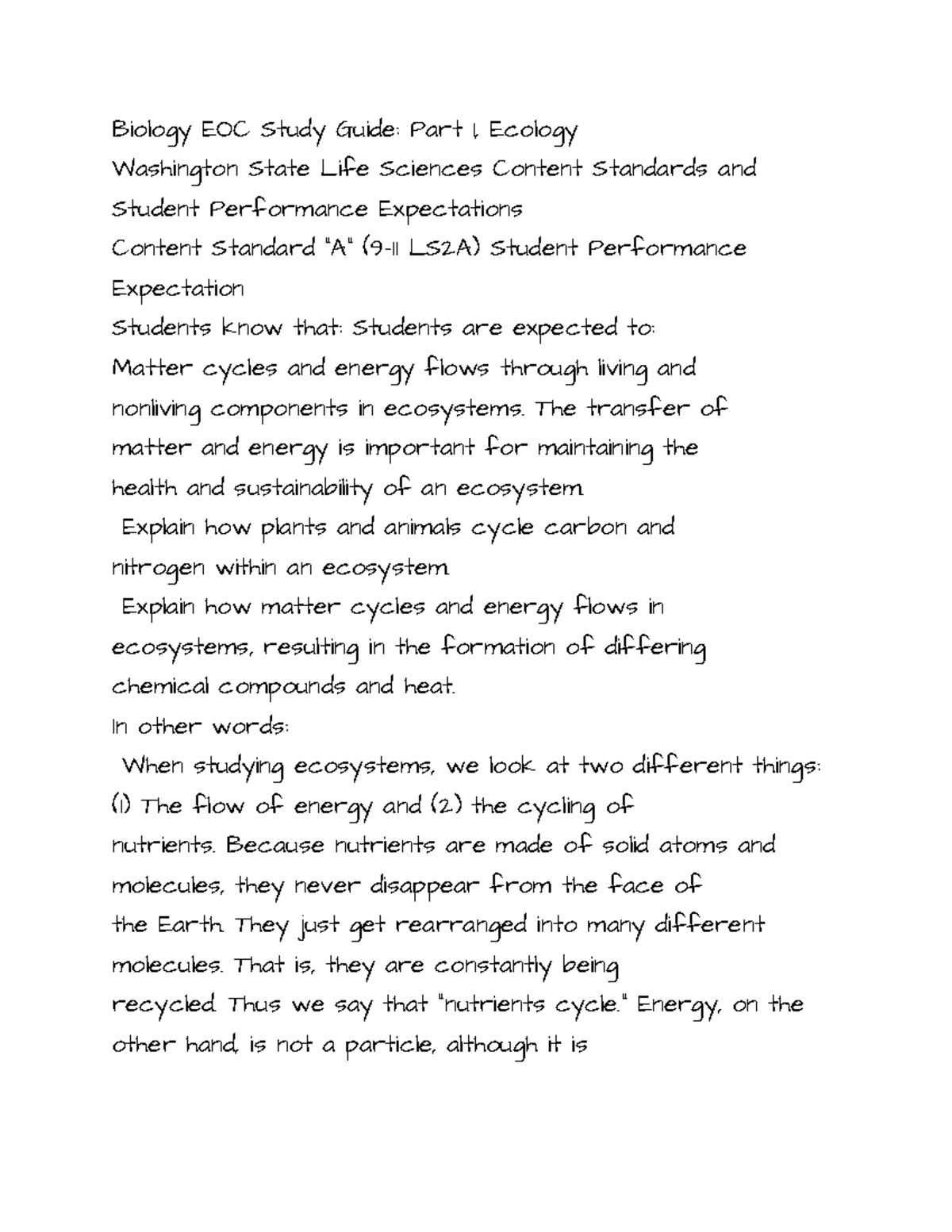 Biology EOC Study Guide Part 1, Ecology - Biology EOC Study Guide: Part ...