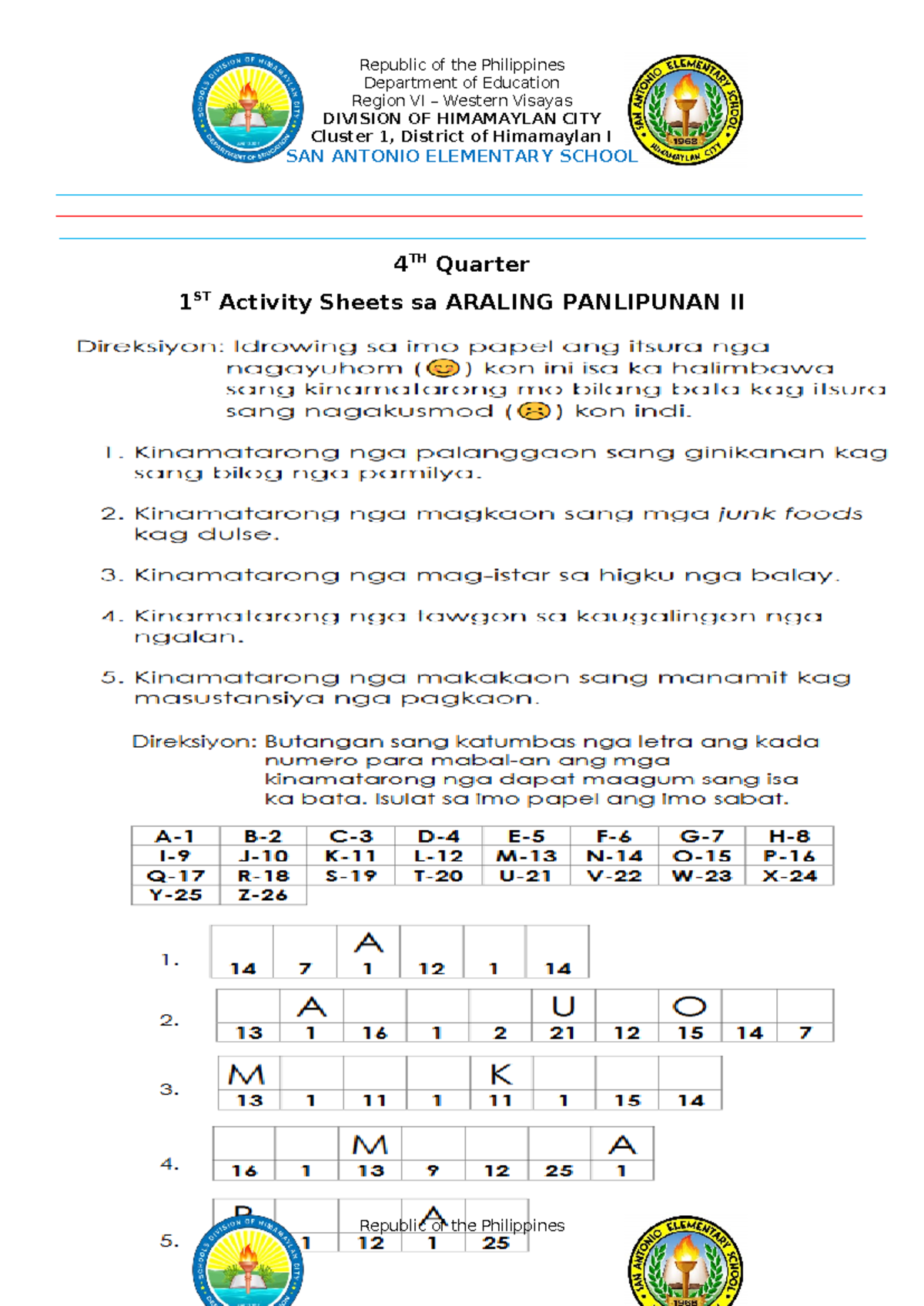 WEEK 1 - activity for grade 2 learners - Republic of the Philippines ...