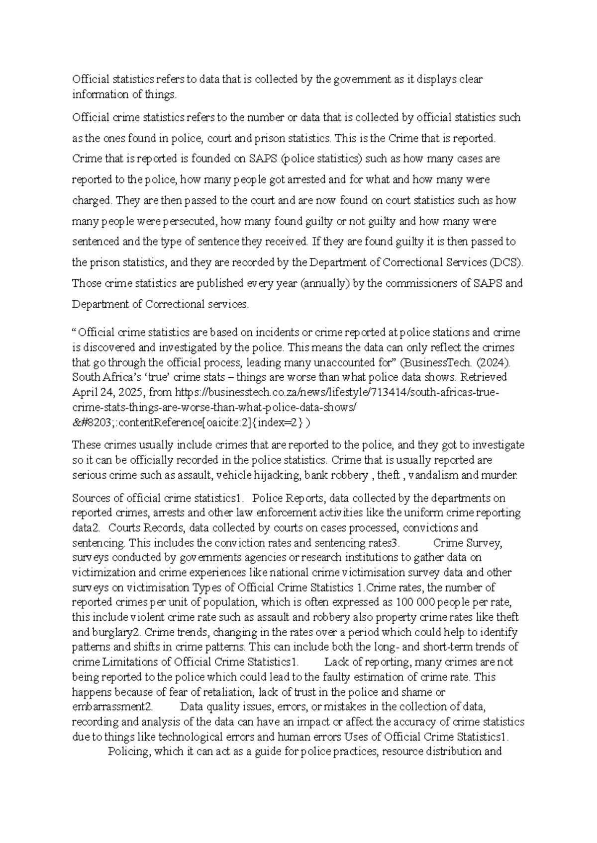 Official Crime Statistics Overview - Summary Notes CLAP011 - Studocu