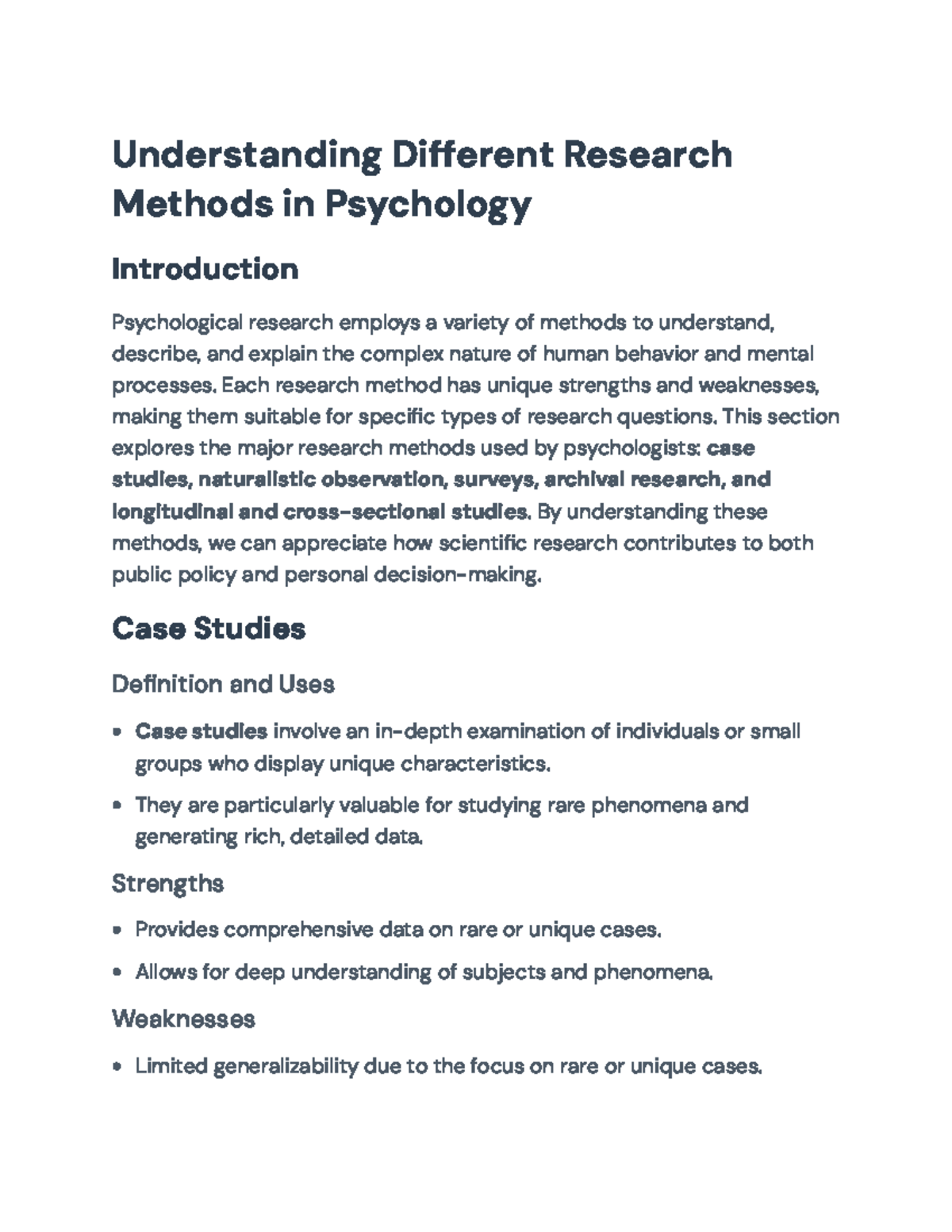 Understanding Research Methods in Psychology: Case Studies to Surveys ...