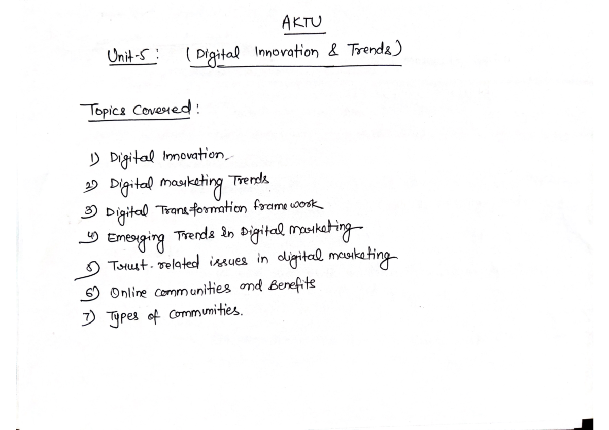 Unit 5 Digital Marketing - BE computer science and engineering - Studocu