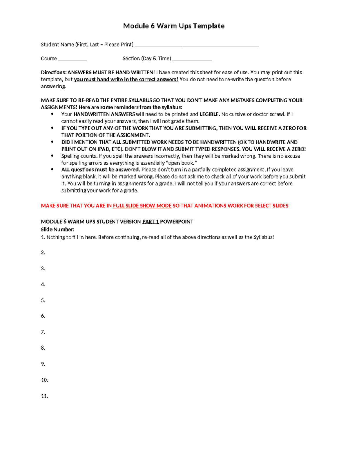 Module 6 Warm Ups Template - Student Version Instructions - Studocu
