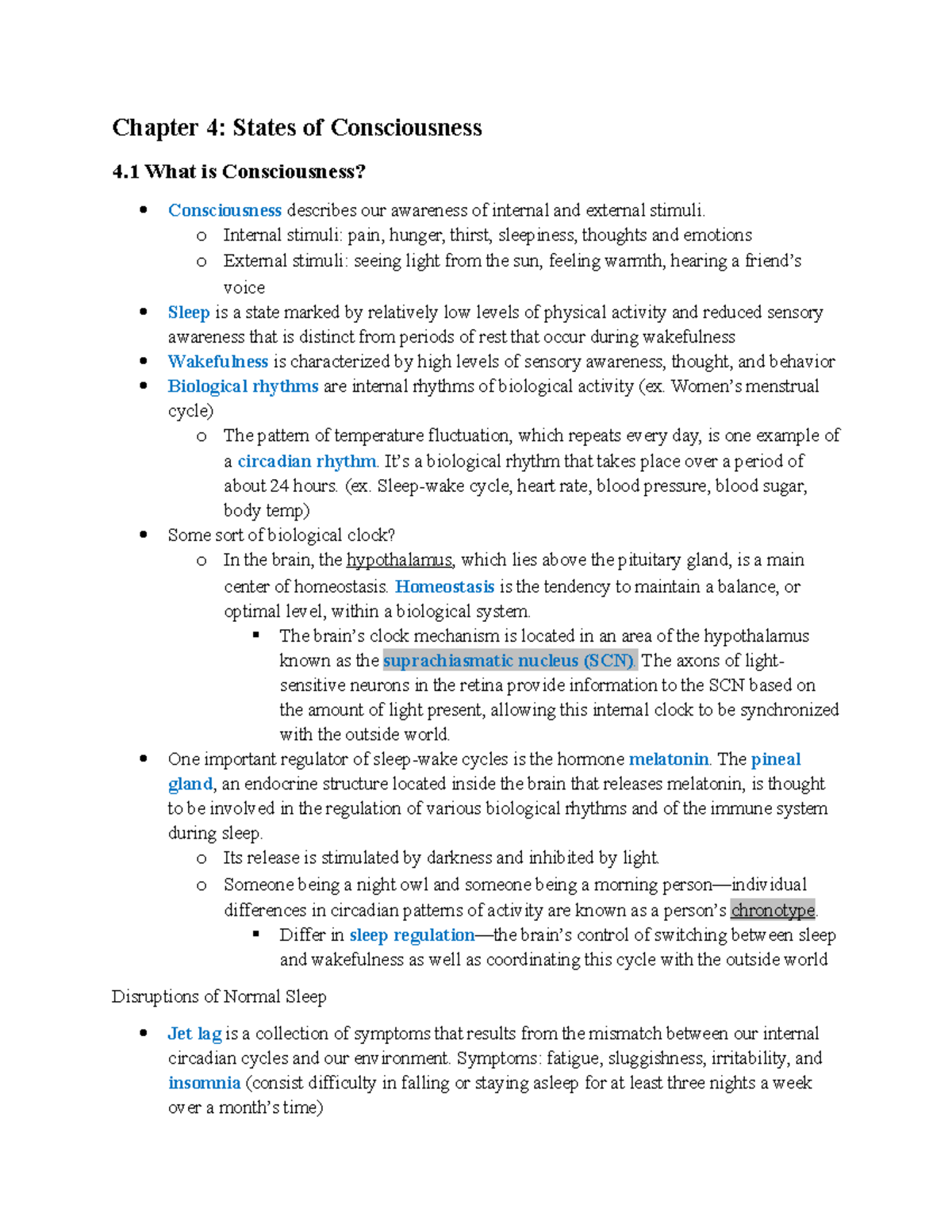 Chapter 4 TEST 2 - Chapter 4: States of Consciousness 4 What is ...