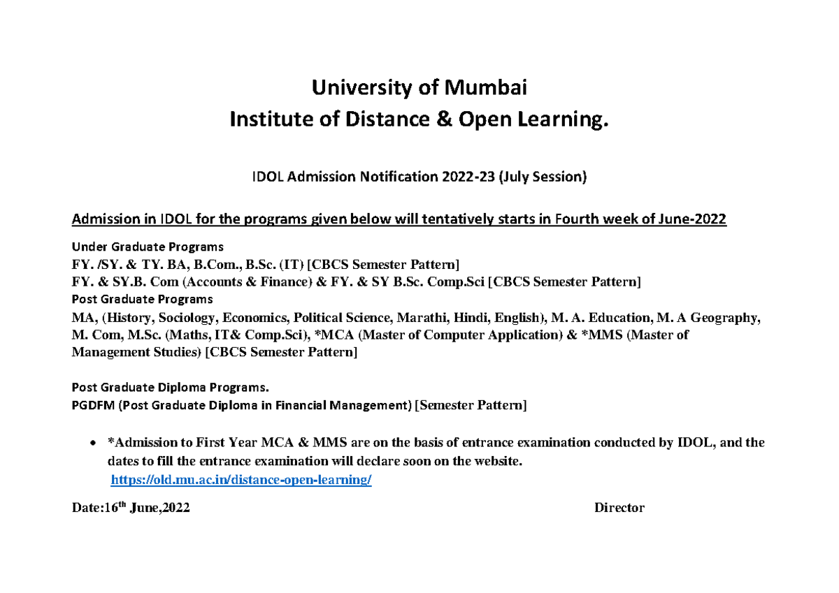 New-Admission-notice-2022-23 - University of Mumbai Institute of ...