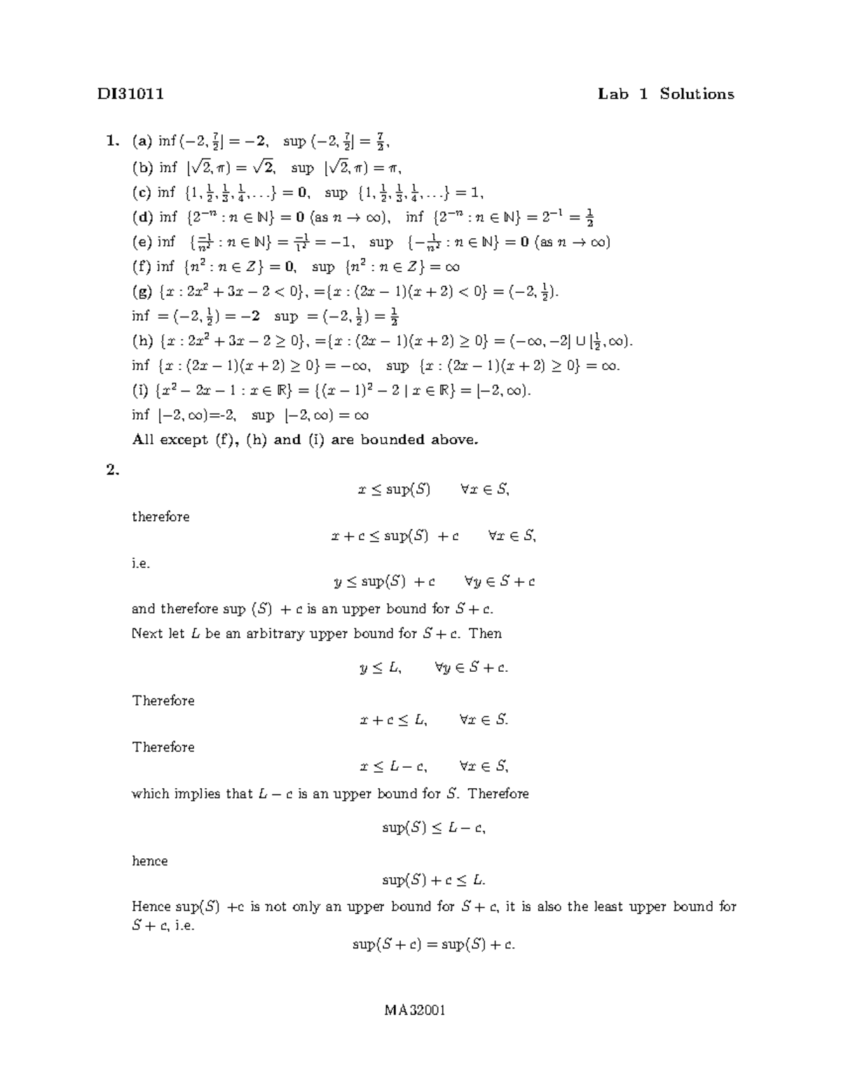 DI31011 Lab 1 Solutions: Comprehensive Answers and Explanation - Studocu