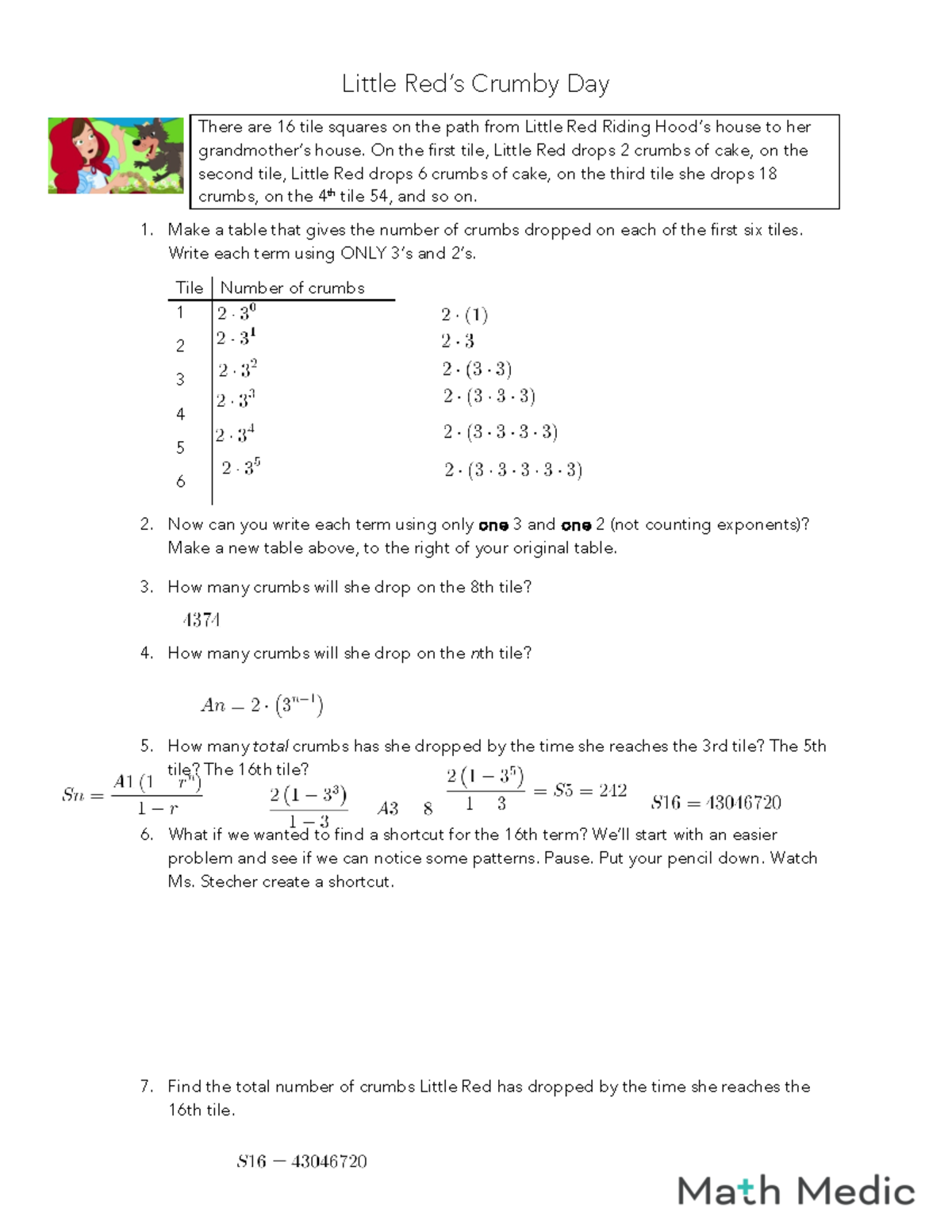 Little Red's Crumby Day - Little Red’s Crumby Day Make a table that ...