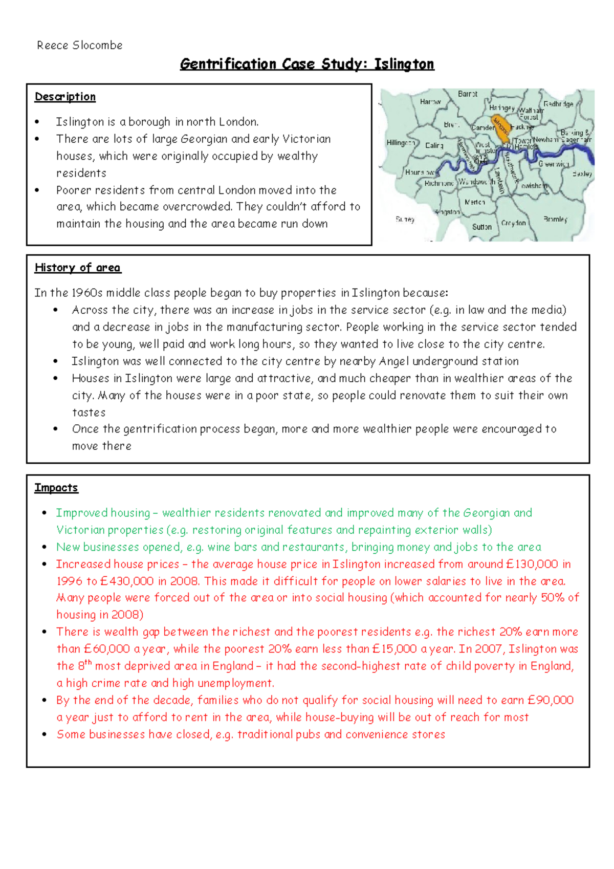 Gentrification Islington - Reece Slocombe Gentrification Case Study ...