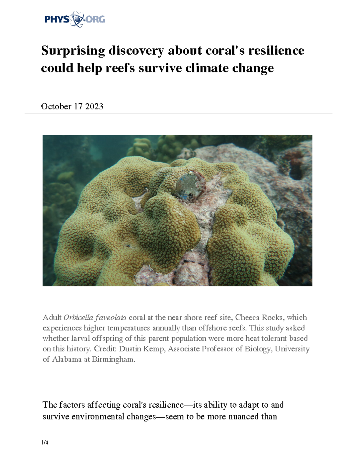 Discovering Coral Resilience: Implications for Reef Survival (2023 ...
