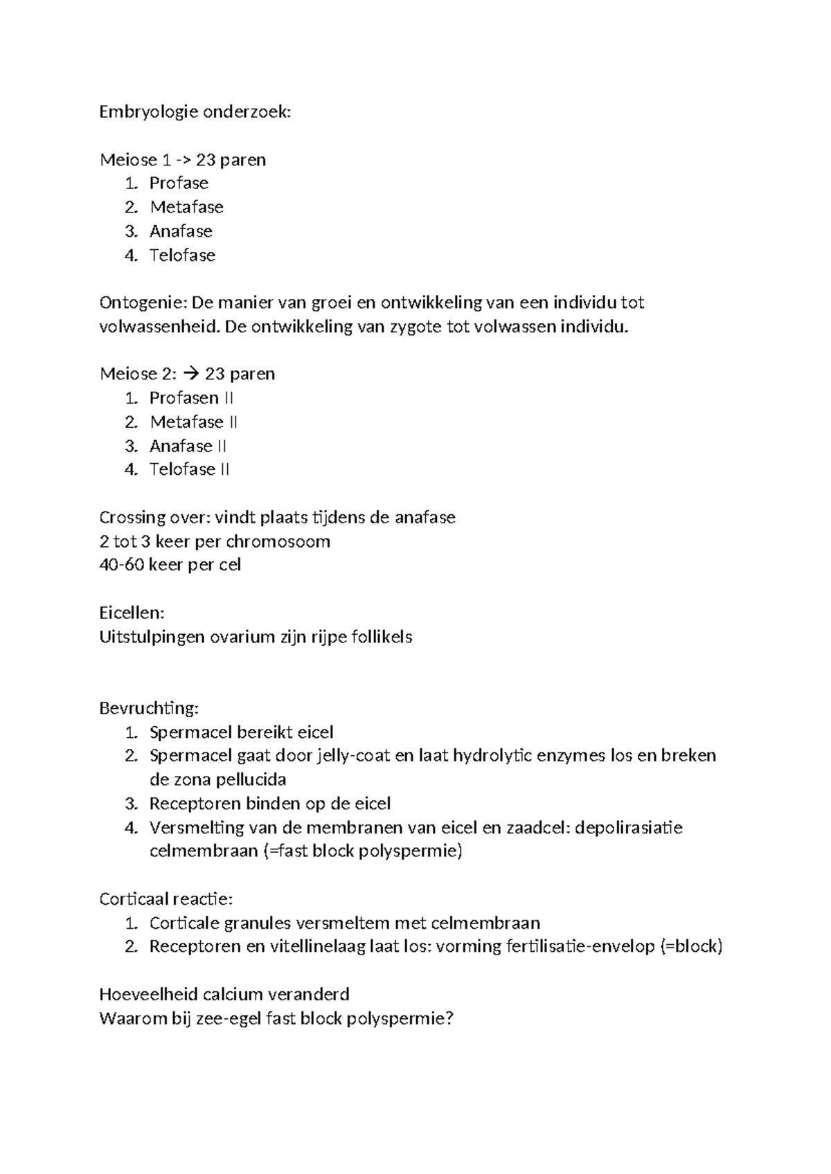 B07 VAM HC 2: Embryologie Onderzoek - Meiose & Ontogenie Details ...