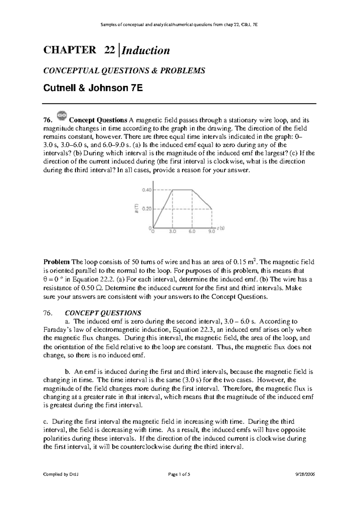 Sample Problems for Chapter 22: Induction (Cutnell & Johnson 7E) - Studocu