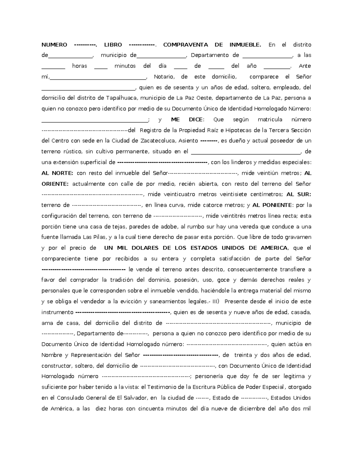 Modelo de Escritura de Compraventa Inmueble por Apoderado - Studocu