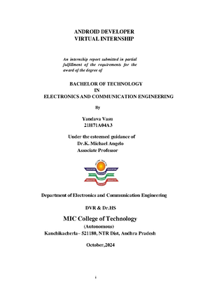 Google AI & ML Virtual Internship Report - B.Tech ECE Insights - Studocu