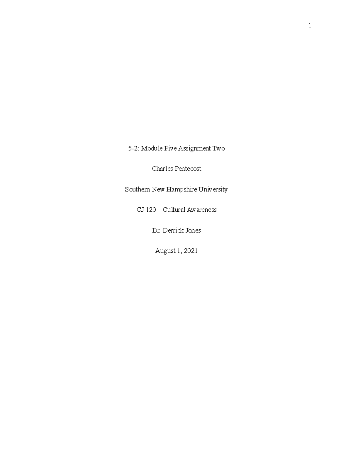 CJ 120 Module 5 Assignment 2 - 1 5-2: Module Five Assignment Two ...