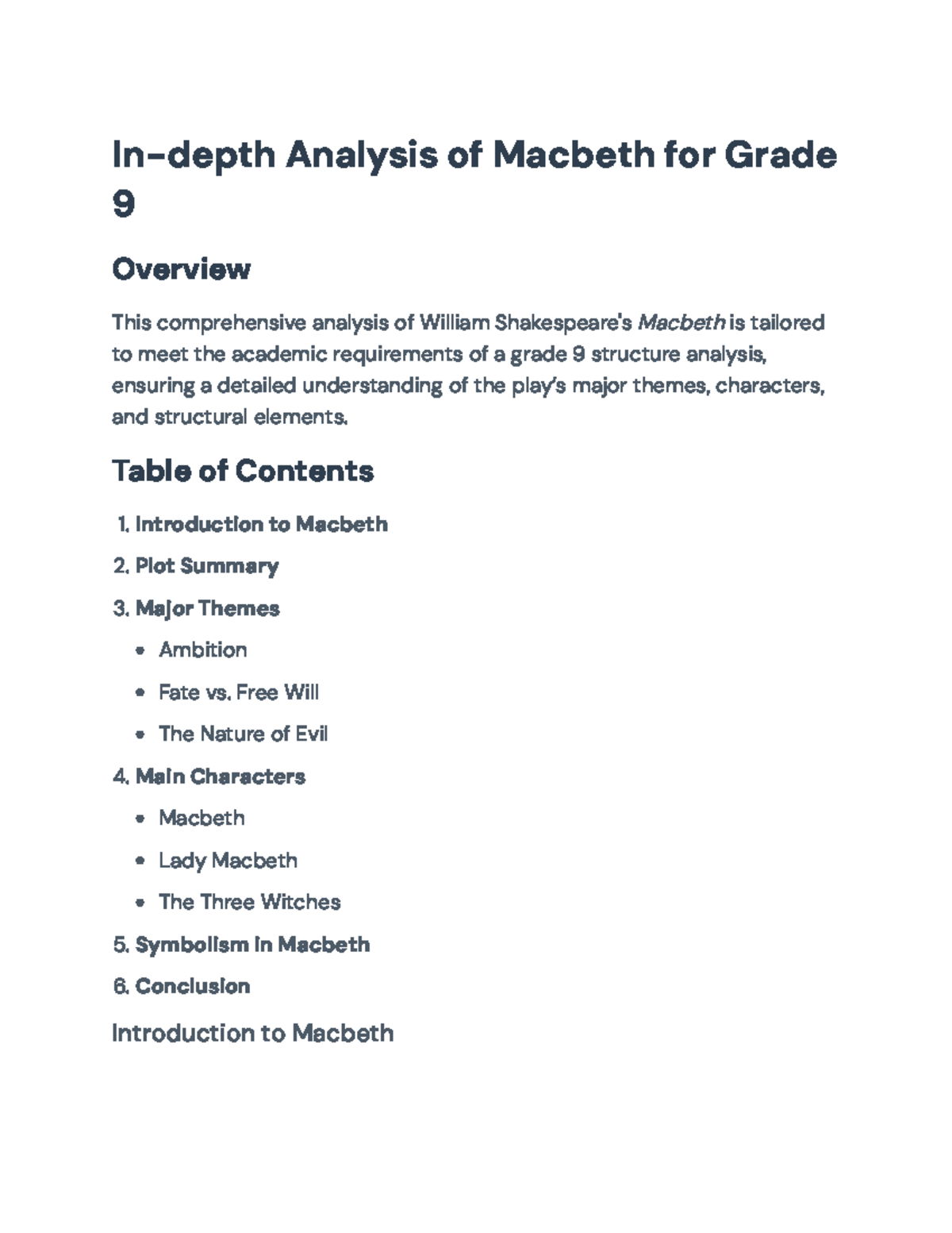 Grade 9 Comprehensive Analysis of Shakespeare's Macbeth Study Guide ...