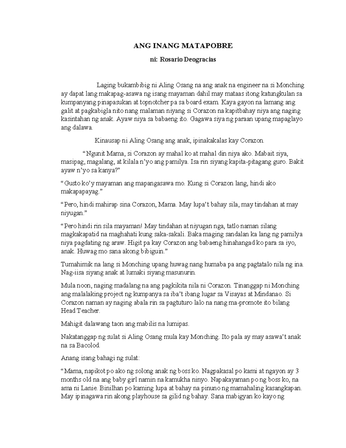 448442231 k URT t Abangcora Maikling kwento docx - ANG INANG MATAPOBRE ...